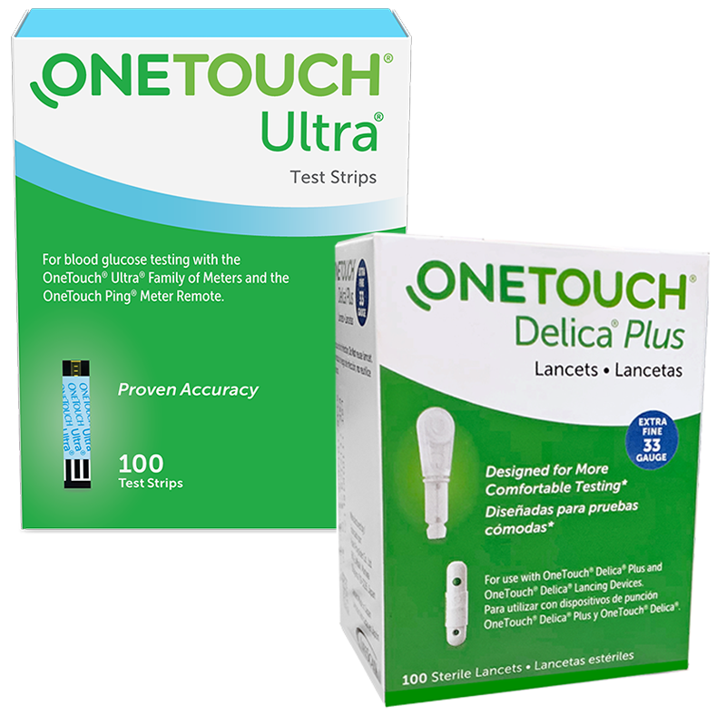 One Touch Ultra Test Strips (100 Ct.) + Delica Lancets (100 Ct ...